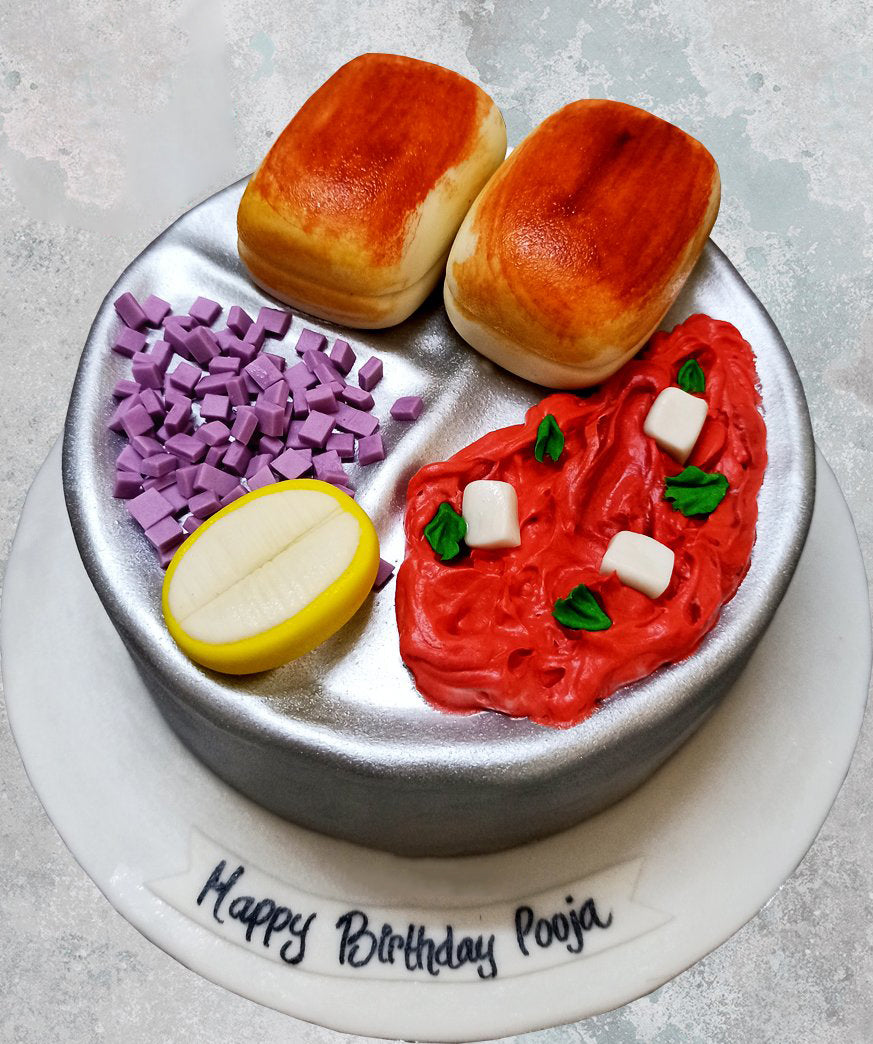 Pao Bhaji Plate Theme Cake