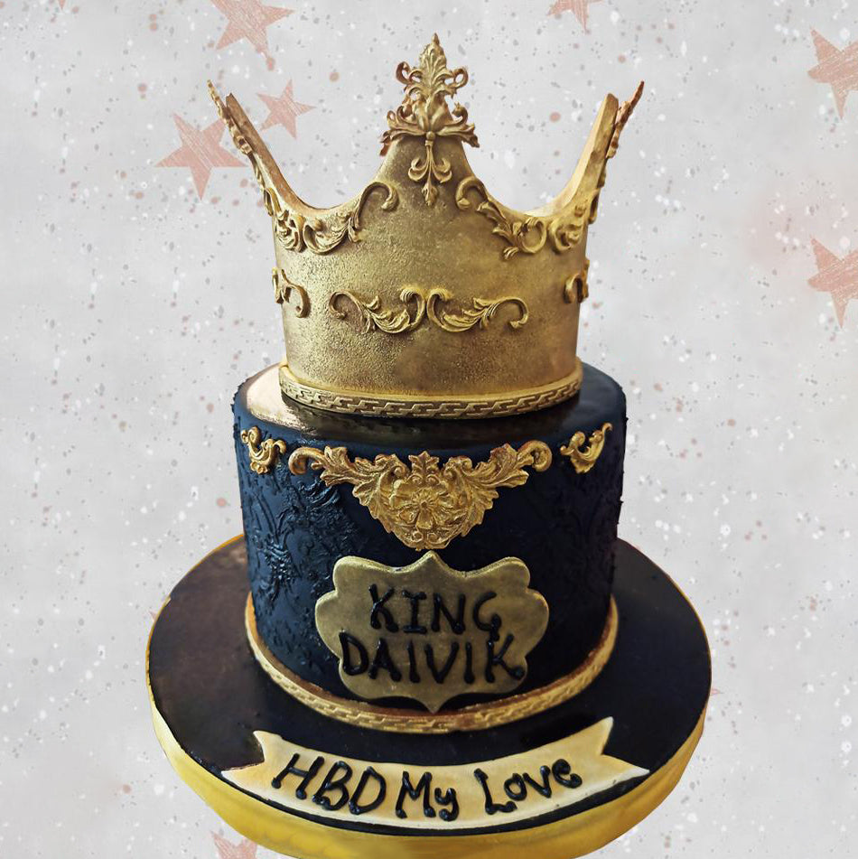 Royal Black King Crown Theme Cake